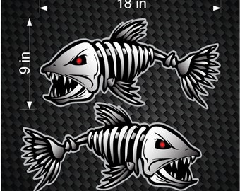 Fish skeleton decal | Etsy