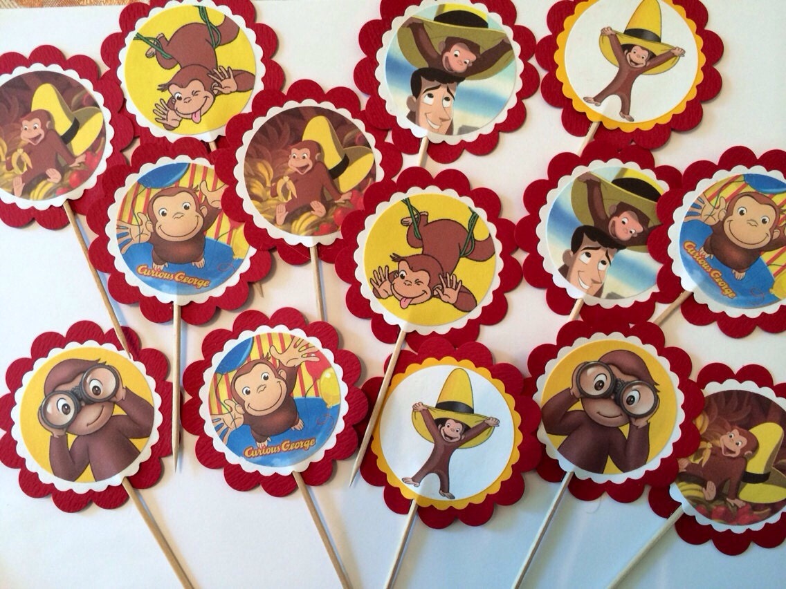 12 Curious George birthday decor Curious George party favors