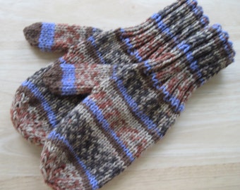 Items similar to Mittens hand knit fleece lined with a traditional ...
