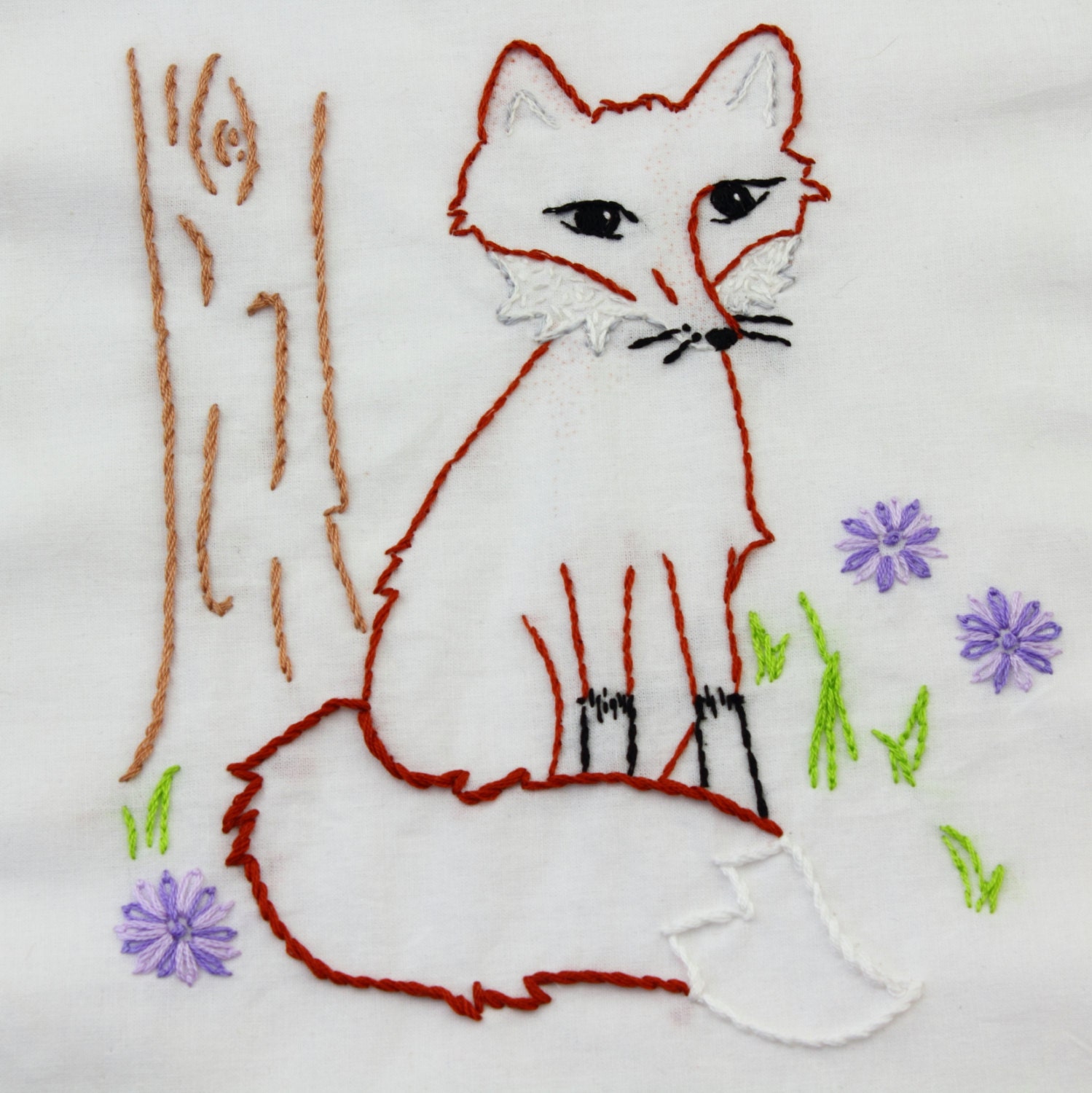 Fox Embroidery Design Fox Hand Embroidery by KimberlyOuimet