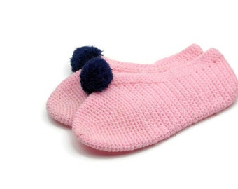Pom pom slippers | Etsy