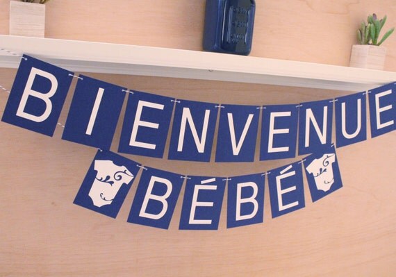 Bienvenue Bebe Banner French Welcome Baby Banner by JessMadeThis