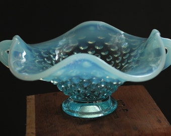 Blue glass compote | Etsy