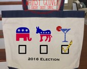 Items similar to Funny Tote Bag - "2016 Election" - Canvas and Navy ...