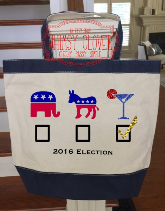 Items similar to Funny Tote Bag - "2016 Election" - Canvas and Navy ...