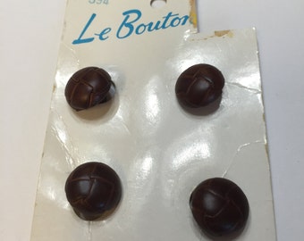 Leather buttons 6 vintage black leather buttons 23mm