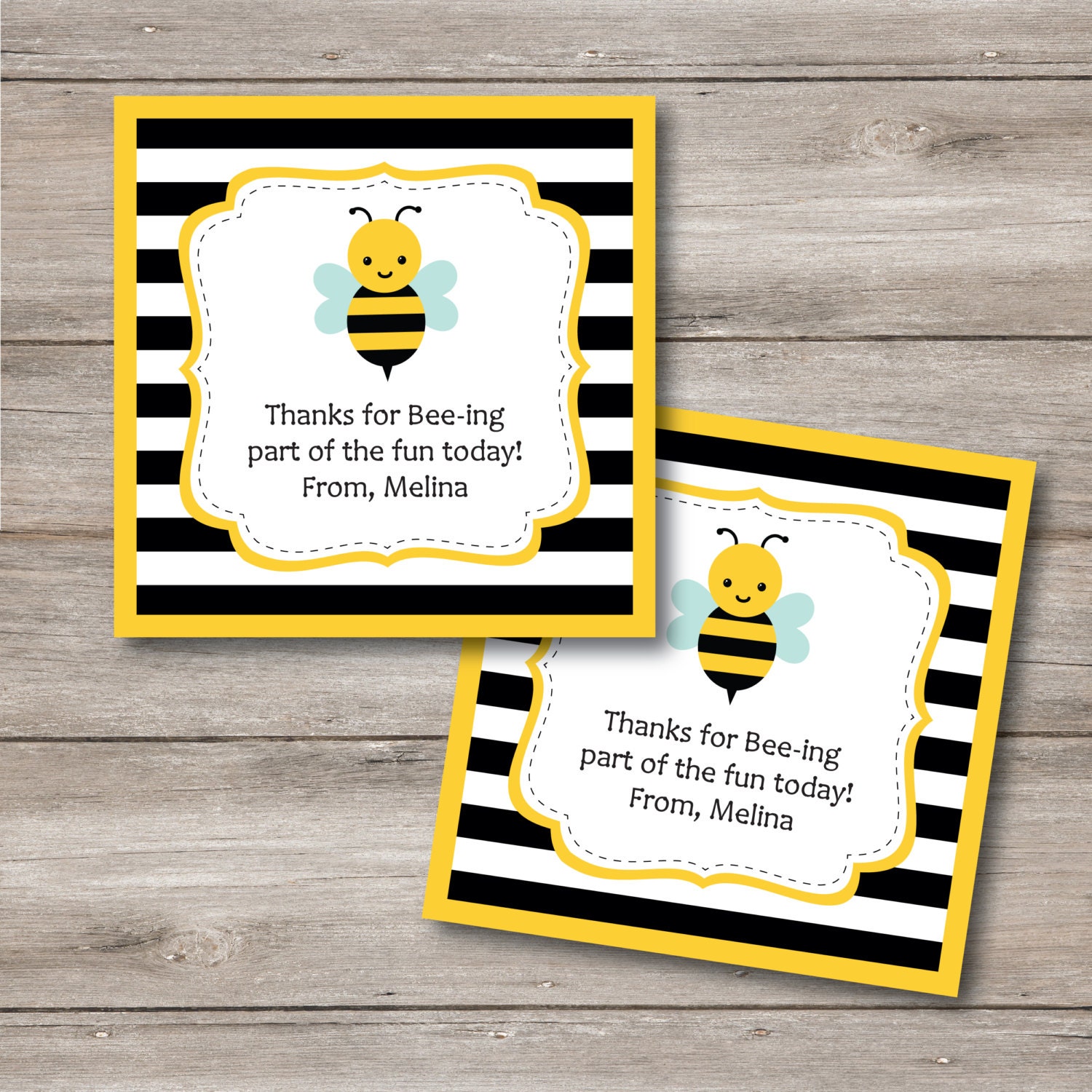 Bumble Bee Favor Tags with Editable Text Printable Bumblebee