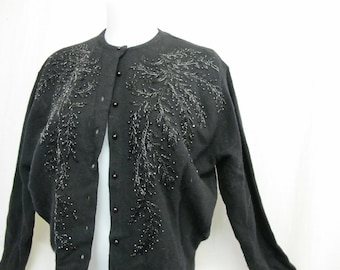 Black beaded sweater | Etsy