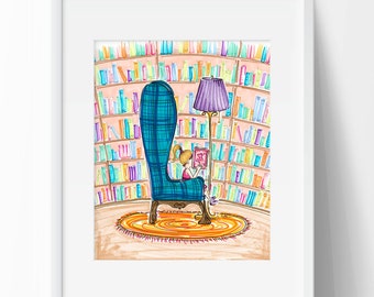 Reading wall art | Etsy