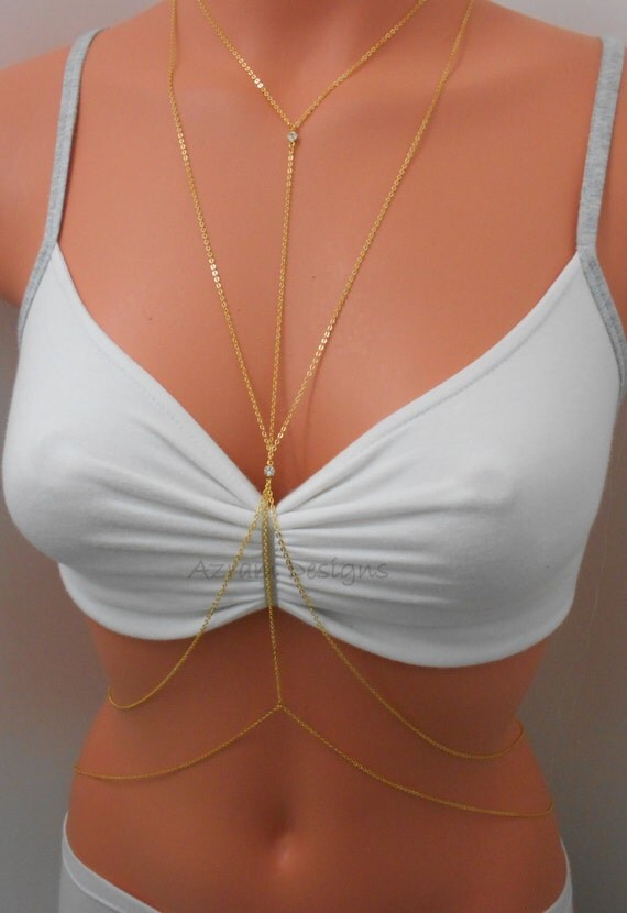 CZ Diamond Body Chain 14K Gold Filled Sterling by AzramDesigns CZ Diamond Body Chain 14K Gold Filled Sterling by AzramDesigns