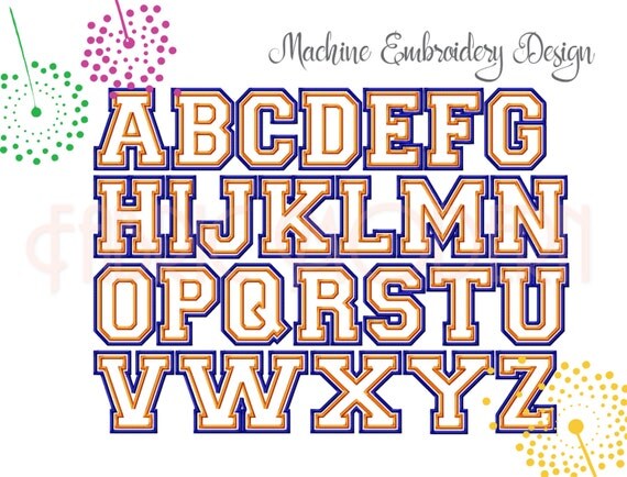 UNIVERSITY COLLEGIATE MONOGRAM double Applique' Embroidery