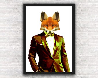 Abstract fox art | Etsy