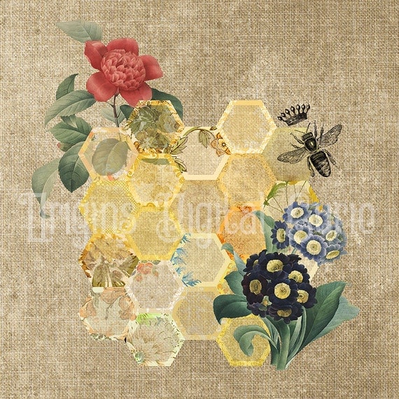 Bee Queen Digital Scrapbook Kit vintage crown honey bee