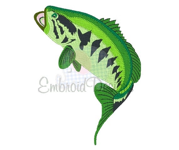 Bass Machine Embroidery Design 010316 Fish Design Filled