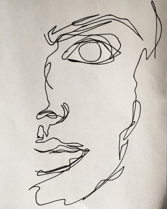 Continuous Line Portrait Print by CrystalMists on Etsy