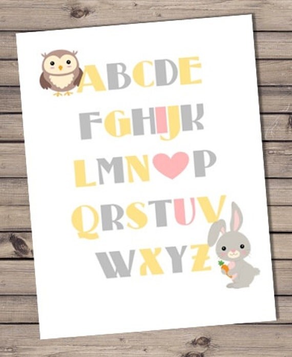 Woodland Animal Alphabet Nursery Print Printable File