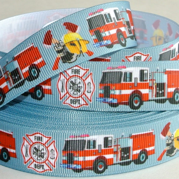 7/8 Blue Fire Department Ribbon 2 3 or 5 yards by RibbonsNSupplies