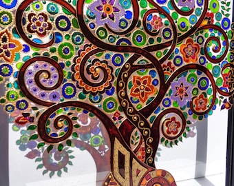 Bohemian tree art | Etsy