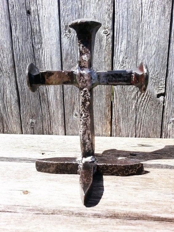 Rustic Railroad Spike Cross by AaronSmithDesigns on Etsy