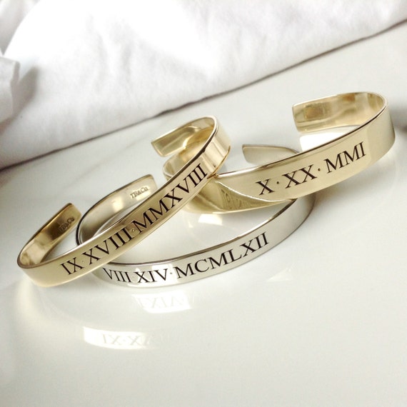 Engraved Roman Numeral Cuff . Personalized by TatumBradleyCo