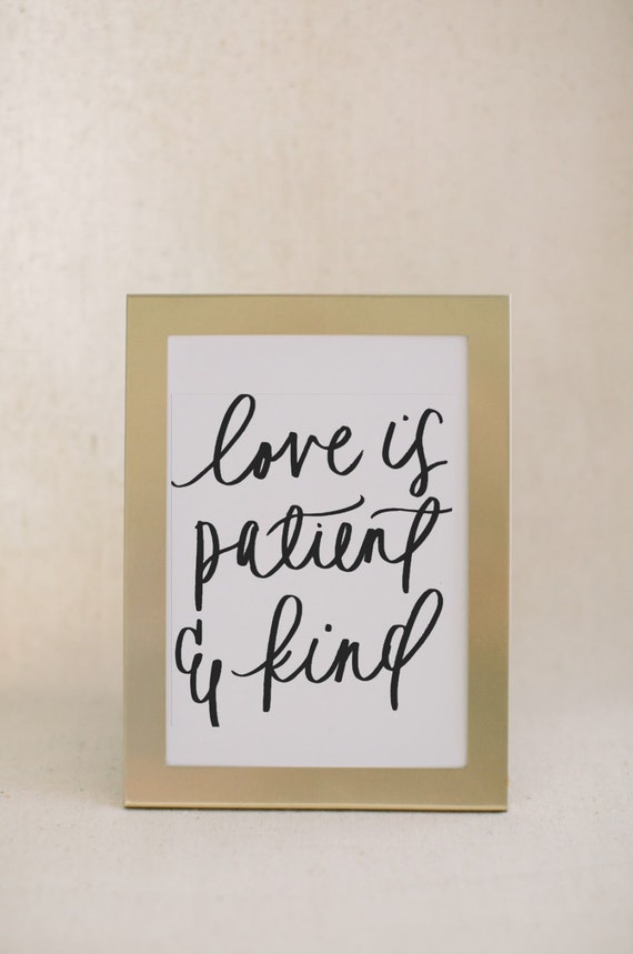 Calligraphy Print Love is Patient by ParrisChicBoutique on Etsy