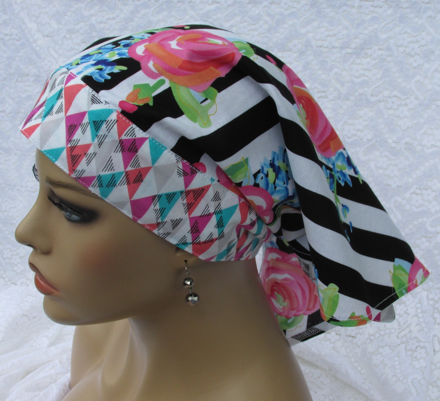 Womens head scarf chemo scarf cancer scarf with a built in