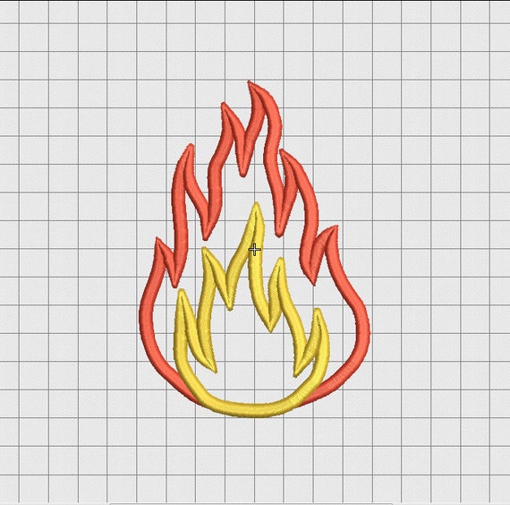 Fire Flame 2 Layer Applique Embroidery Design in