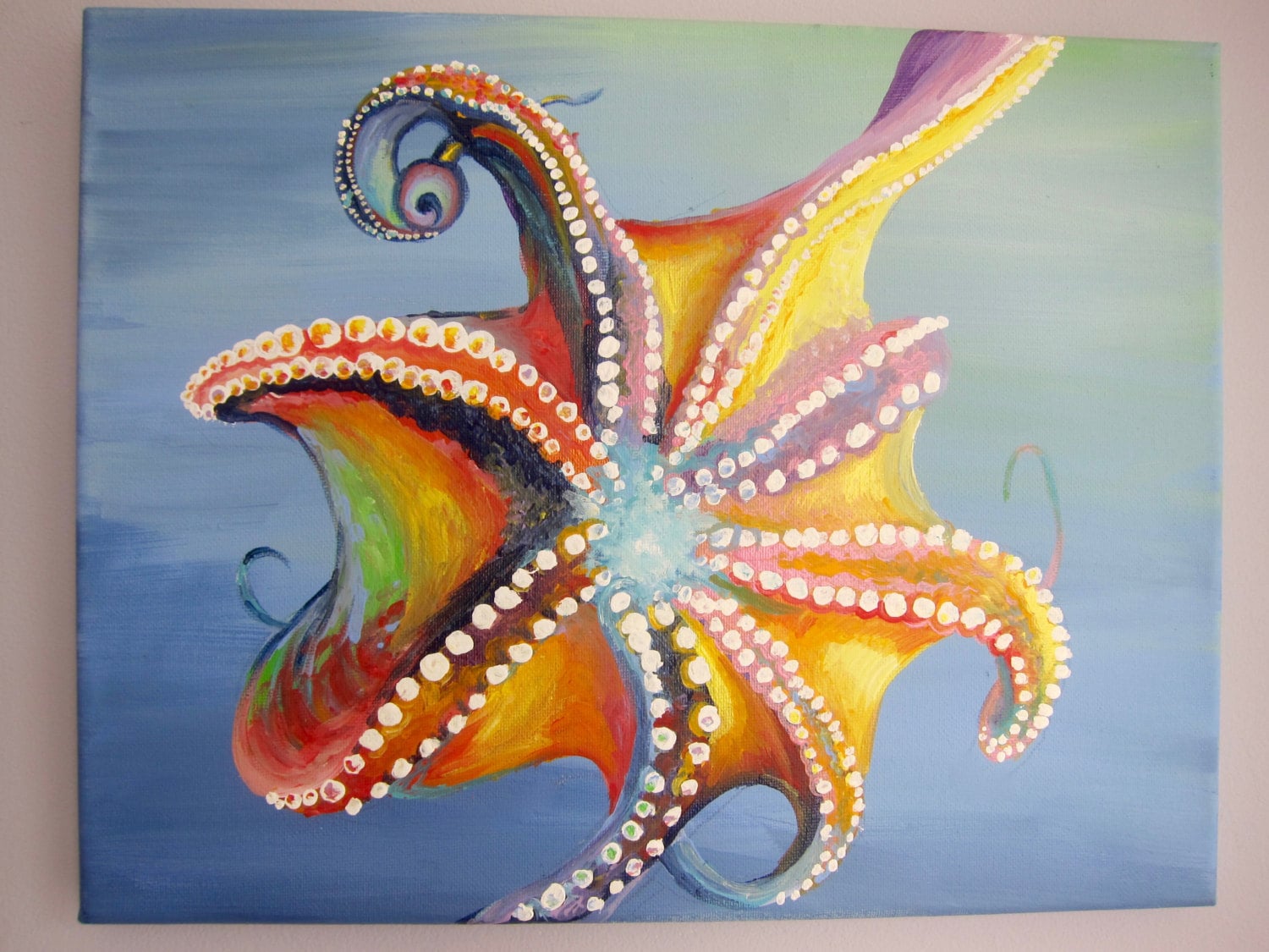 OCTOPUS PAINTING acrylic octopus octopus decor octopus