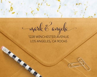 Address Stamp Script Custom Self Inking Return by MJsArtStamps