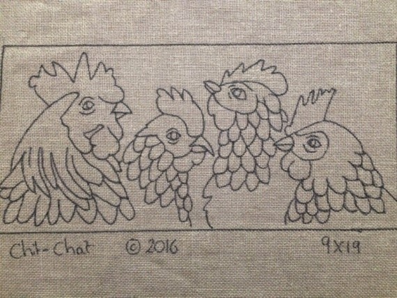 Items similar to Rug hooking pattern - chickens - Rooster- primitive ...