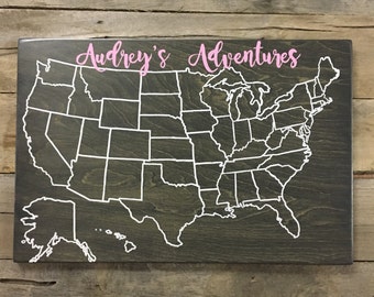 Marathon Map Travel Map 50 States US Map United by HiddenCabin