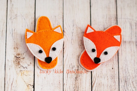 Felt fox hair clips handmade hairclips Orange felt fox