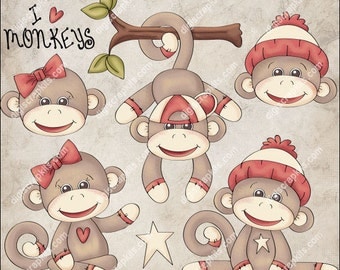 Sock monkey clip art | Etsy
