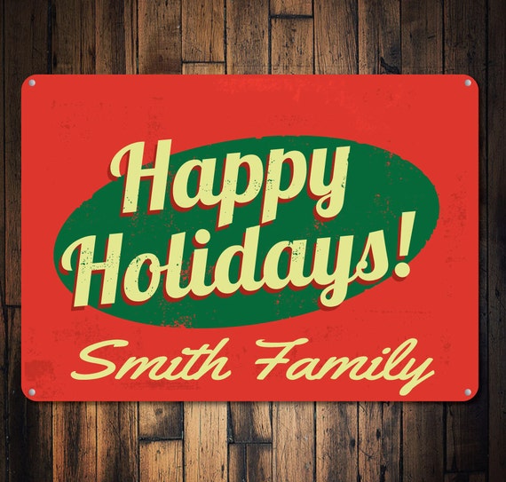 Happy Holidays Sign Custom Merry Christmas Sign Family Name
