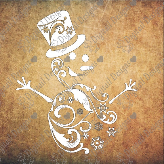 Swirl Snowman svg png dxf eps fcm ai cut file for
