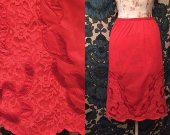 Red nylon half slip | Etsy