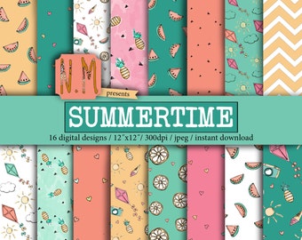 Travel digital paper pack vacation digital pattern travel