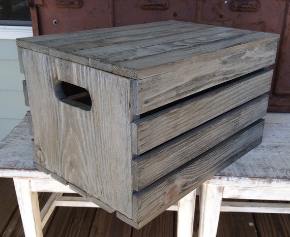 Items similar to Weathered Gray Crate | Wooden Crate| Rustic Crate ...