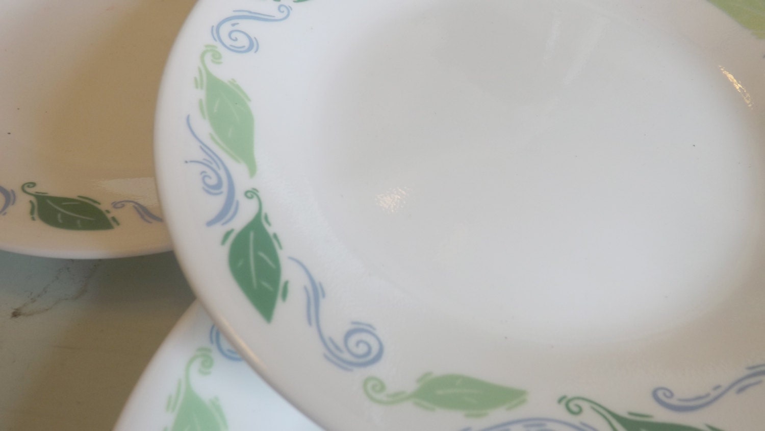 Vintage (c.late 1980s) Corelle USA original Spearmint pattern bread-and ...