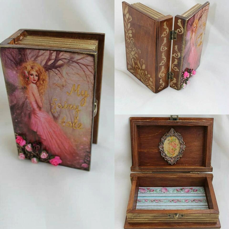 Wooden jewellery box book little girl jewelry by BellesAmiesDecor