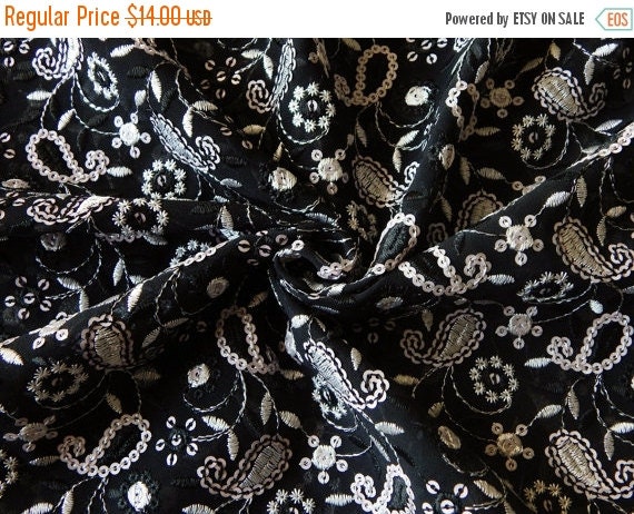 10% OFF Half yard Black Embroidered Fabric Chiffon by Craftise