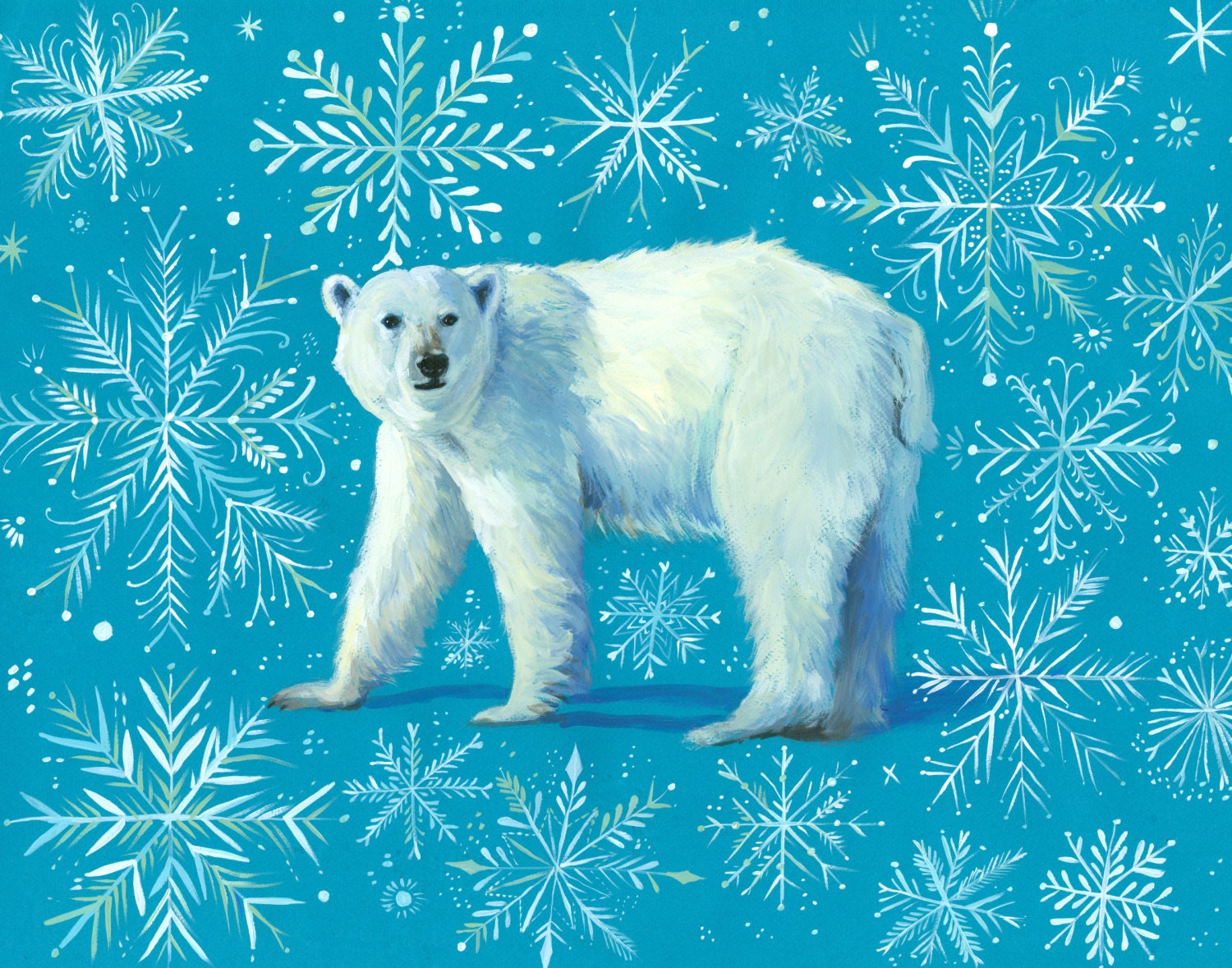 Polar Bear Art Print Acrylic Painting Nursery Winter