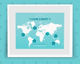 Personalised World Map Custom World Map by NoOrdinaryEmporium