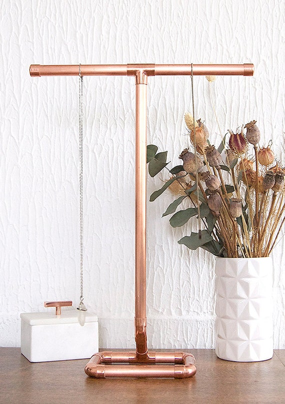 Copper Pipe Jewellery Stand for Necklaces by LittleDeerEtsy