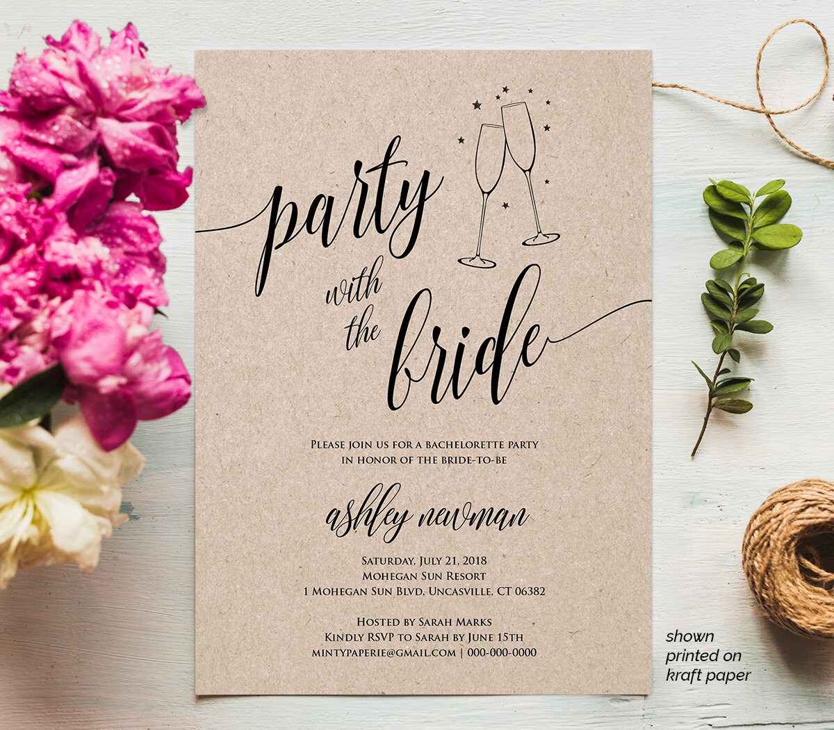 Bachelorette Party Invitation Template Printable Invitation Rustic 