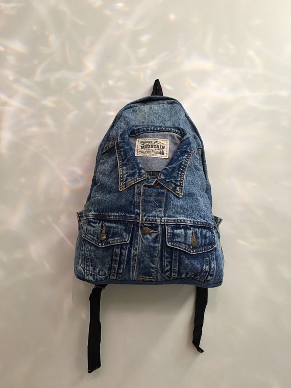Items similar to Exclusive Denim Backpack Upcycled Denim Jacket on Etsy