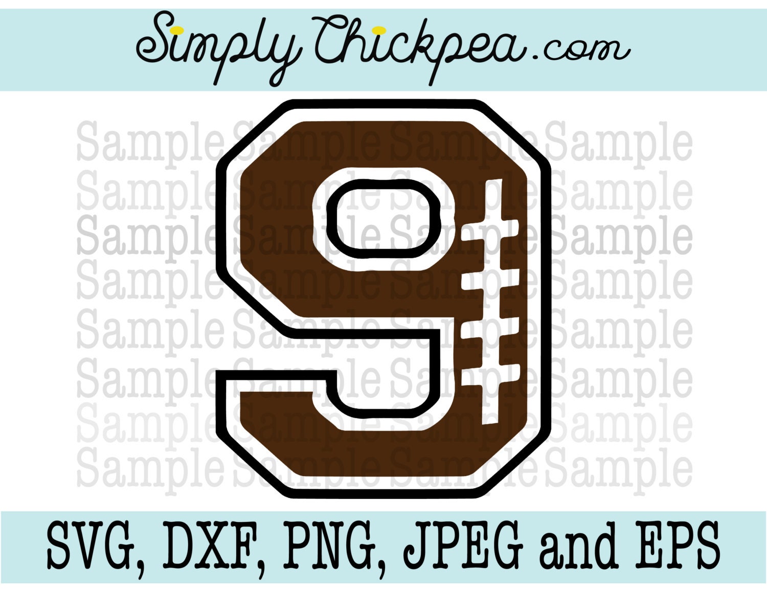 SVG, DXF, PNG, cutting file Jpeg and Eps: Football Varsity Number 9 ...