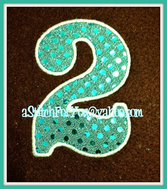 NUMBER Set 0-9 Girly PLAIN Birthday Applique 4x4 by astitchforyou