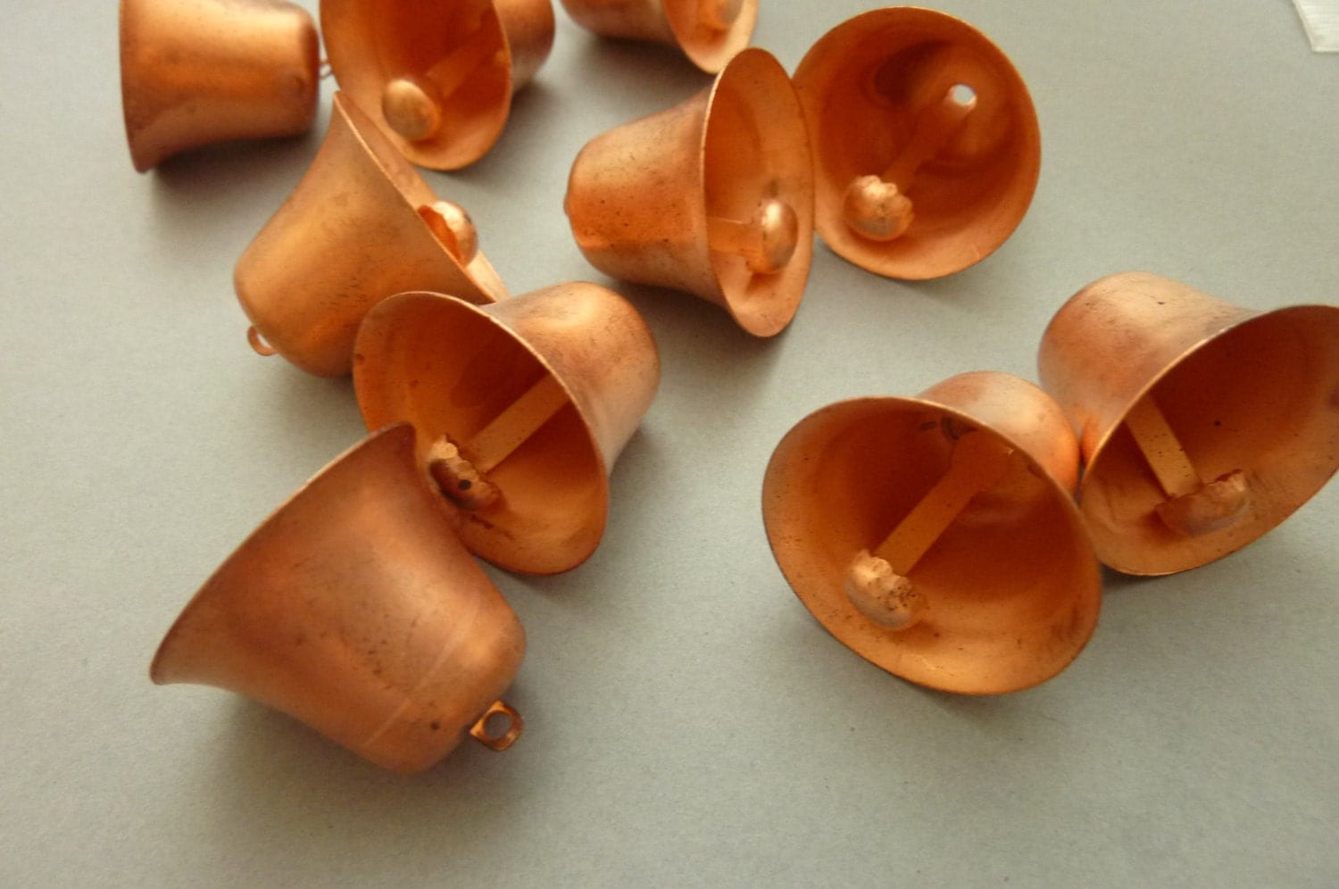 6 Large Copper Bells Vintage Mechanical Charms
