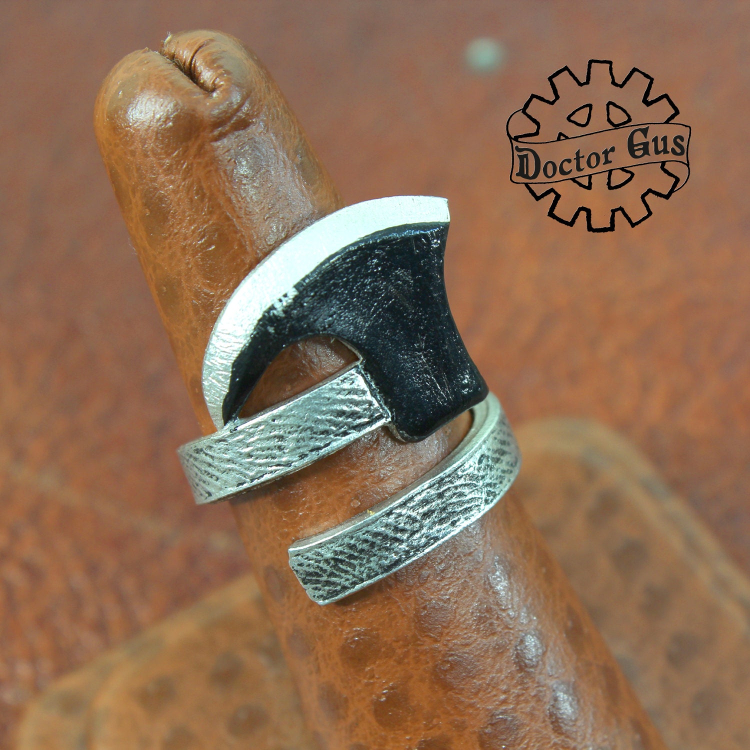 Viking Axe Ring Handcrafted Pewter Ring Medieval Battleaxe